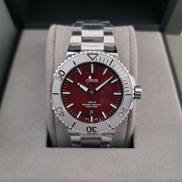 ORIS AQUIS DATE RELIEF 01 733 7730 4158-07 8 24 05PEB Steel & Cherry ...