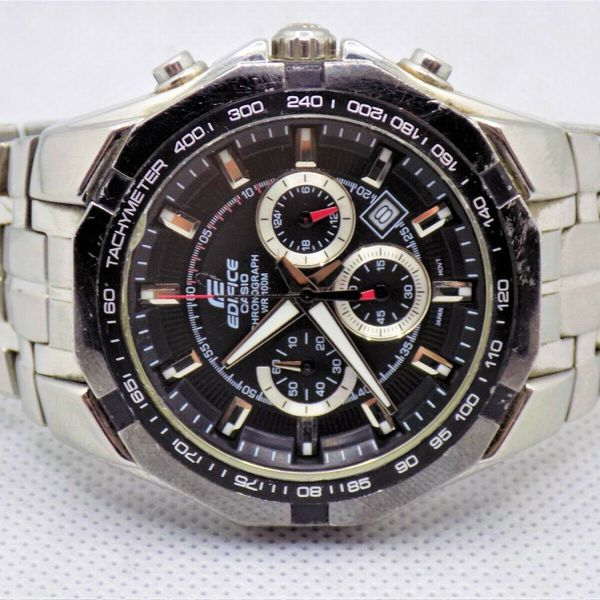 CASIO EDIFICE Chronograph EF-540 Tachymeter Gents Quartz Watch WR100M ...