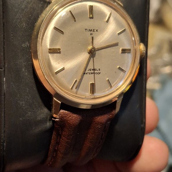 Timex 21 Marlin 1967 Gold Tone Mens Vintage 1960s Mechanical Handwind ...
