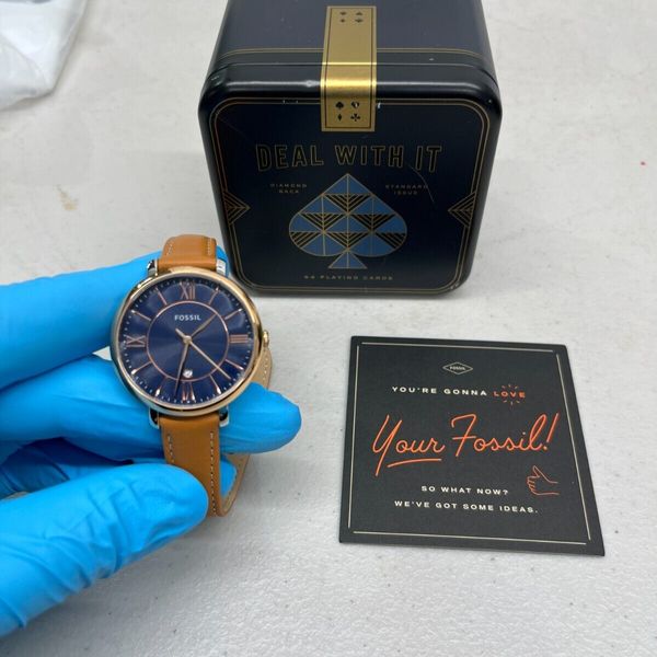FOSSIL Jacqueline Blue Dial Ladies Leather Watch ES4274 *NEW IN BOX ...