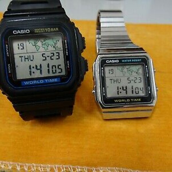 VINTAGE CASIO 1986 (643) *2 WORLD MAP 5 ALARMS A-300U/W-520U(100M ...