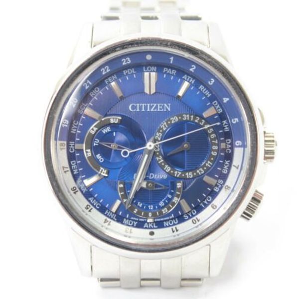 Mens Citizen Eco Drive wrist watch World Time day date 8729 stainless ...
