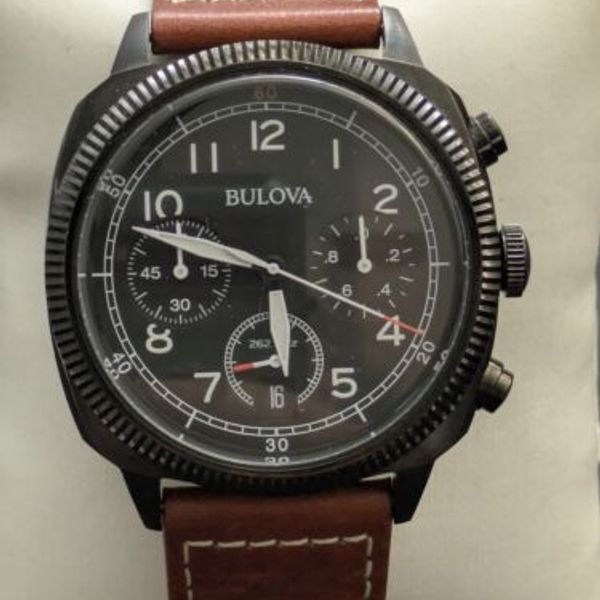 BULOVA 98B245 UHF Military Chronograph Date Quartz Watch 43mm 8.5" Band ...
