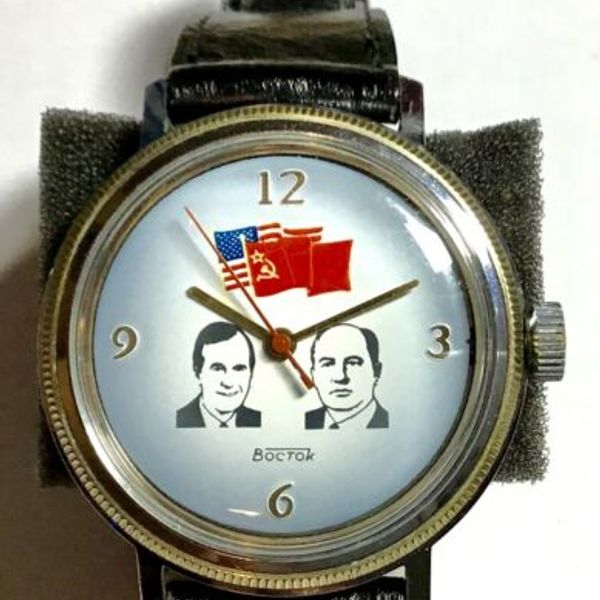 Soviet Russia USSR Vostok Commemorative Watch BUSH GORBACHEV Helsinki ...