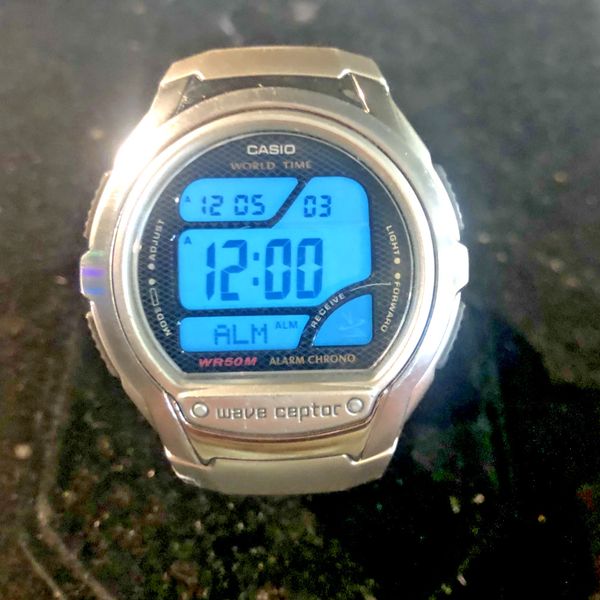 Vintage Men's Casio Wave Ceptor WV-58A World Time Digital Dial NEW ...