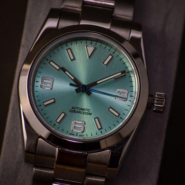 Sunburst Seiko Mod 36mm NH35 Automatic Watch â Teal Dial, Sapphire ...