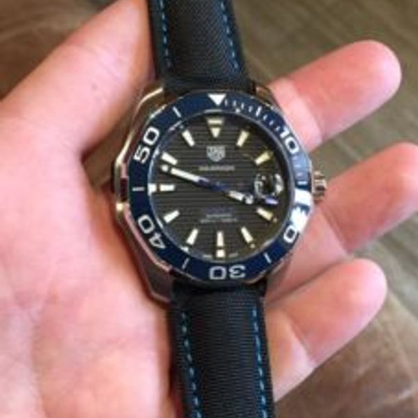 TAG HEUER AQUARACER 43mm CAL 5 *NYLON/LEATHER* (NEW) WAY201C.FC6395 ...