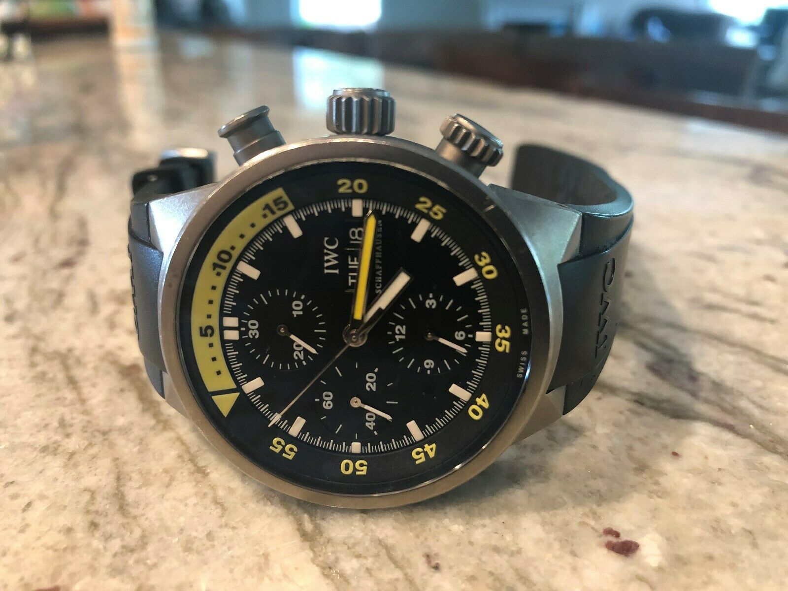 IWC Aquatimer Chronograph Automatic Titanium 42mm Black/Yellow Rubber ...