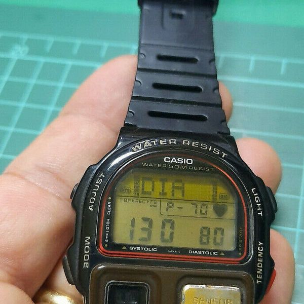 Vintage (1990 Casio BP-100 Blood Pressure Digital Chrono LCD Watch ...