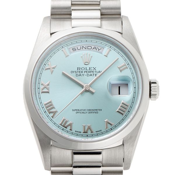 [Used] Rolex 18206 Oyster Perpetual Day-Date Pt Ice Blue Dial Automatic ...