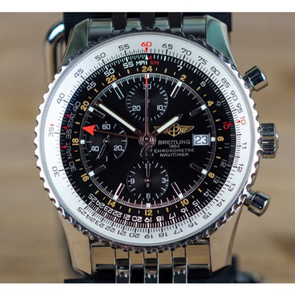 FS: Breitling Navitimer GMT Black Dial Watch 46mm – FULL SET – A24322 ...