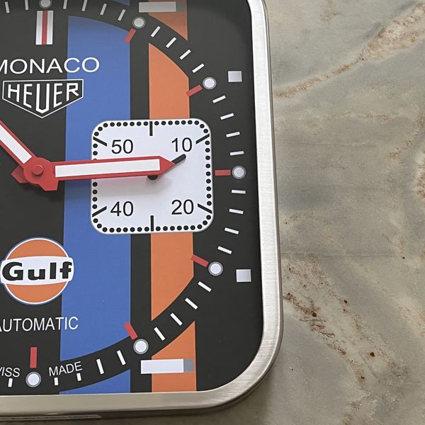 Tag Heuer Monaco Clock - Gulf Racing Design Clock | WatchCharts Marketplace