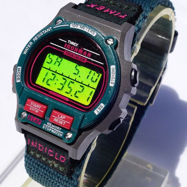 1997 Vintage Ladies Timex Indiglo Iron Man 760 Triathlon 8 Lap Watch ...