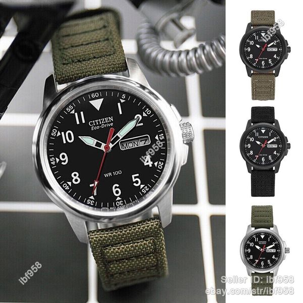 Citizen Eco-Drive Garrison Field Chronograph Watch Black Nylon Strap ...