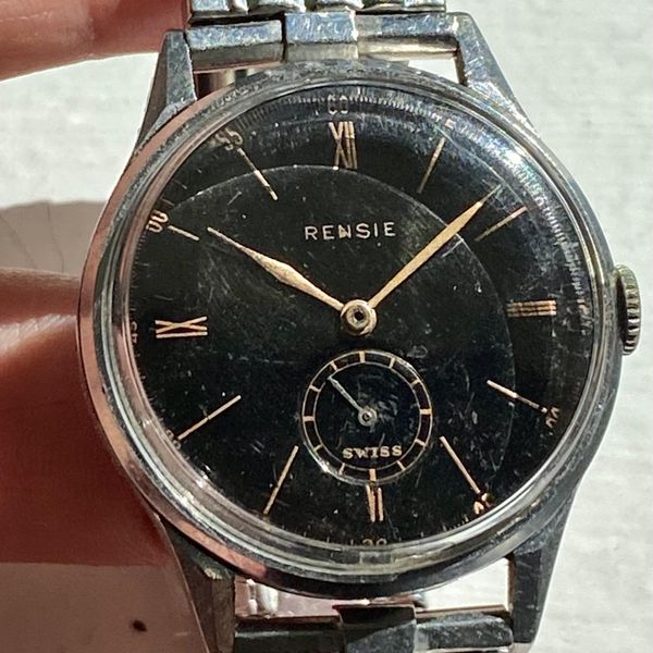 [WTS] 1940s / 1950s Rensie Watch, Black / Gold Roman Numeral Dial ...