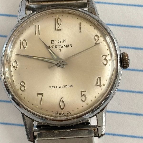 1960s Elgin Sportsman Watch - 17 Jewels, Self-Winding, Running ...