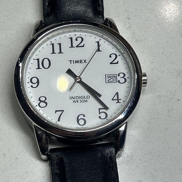 Timex Men's Easy Reader Black Leather Watch 35MM (T2H281) New Battery ...