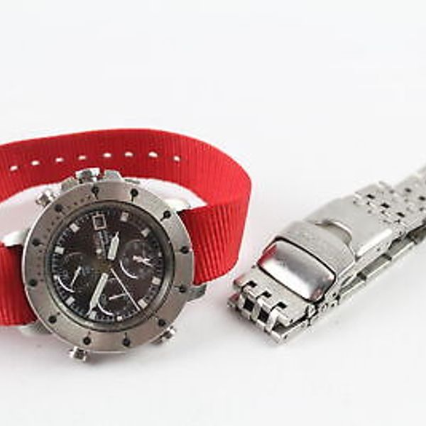 Mens Seiko Chronograph WR100M Steel Diver's Watch Ref. 7T32-8K99 Quartz ...