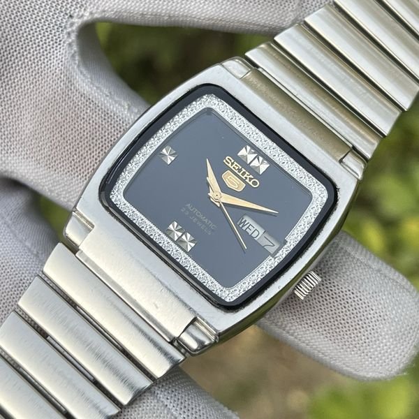 Rare Vintage Seiko 5 Automatic Square Black Dial Japan Made Men Watch ...