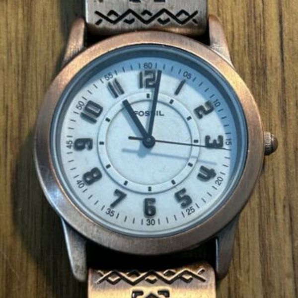 Fossil Watch Native American Theme Copper Color Quartz Watch Model EC-8792 | WatchCharts Marketplace