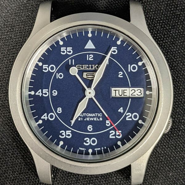 Seiko 5 SNK807 Blue + Barton Canvas Strap | WatchCharts Marketplace