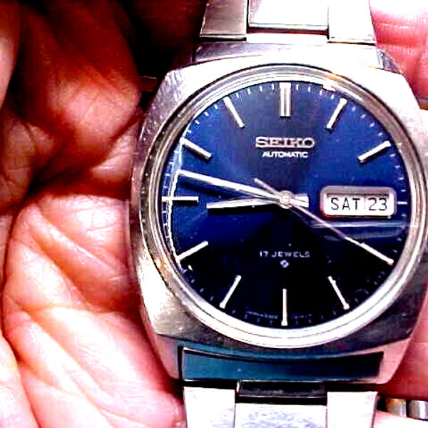 NICE VINTAGE MANS BLUE DIAL SEIKO AUTOMATIC 6309-8089 S/S CASE ...