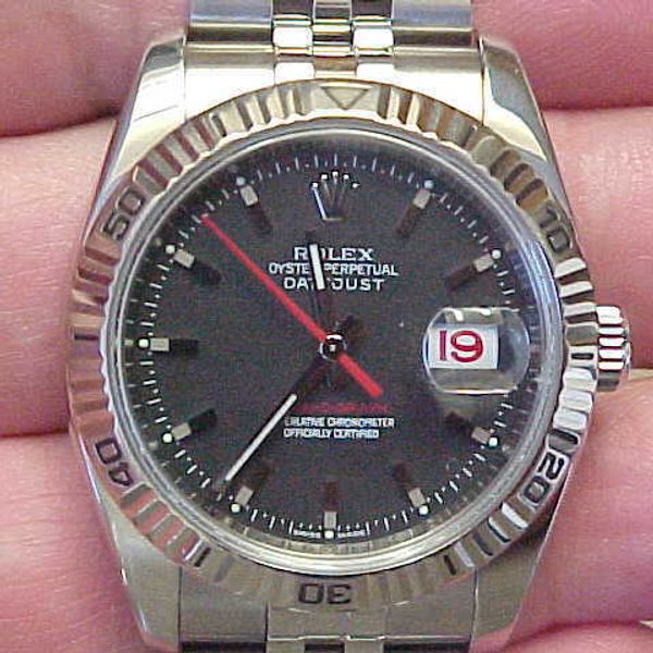 2007 36MM ROLEX STAINLESS TURN O GRAPH DATEJUST WATCH Z SER HIDDEN ...