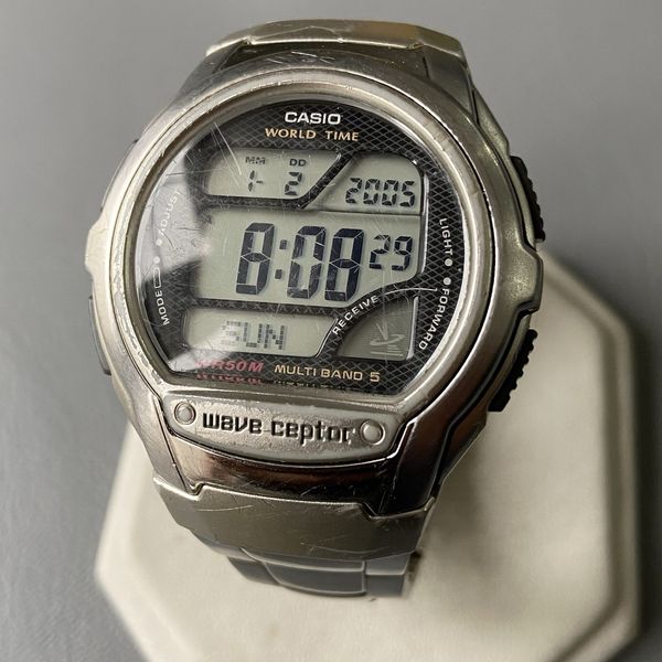 Casio Wave Ceptor Alarm Light Chronograph World Time WV-58U Multi Band ...