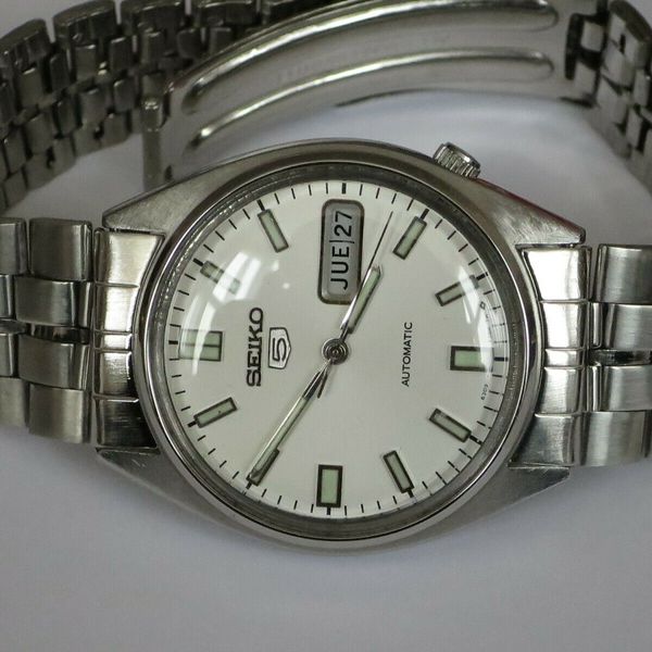 Vintage Seiko 5 Automatic Silver Face Day Date Ref 6309-7310 Spares Or Repair | WatchCharts ...