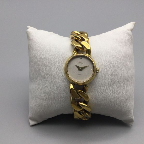 Vintage Timex Watch Women 22mm Gold Tone Curb Chain Band 1987 New ...
