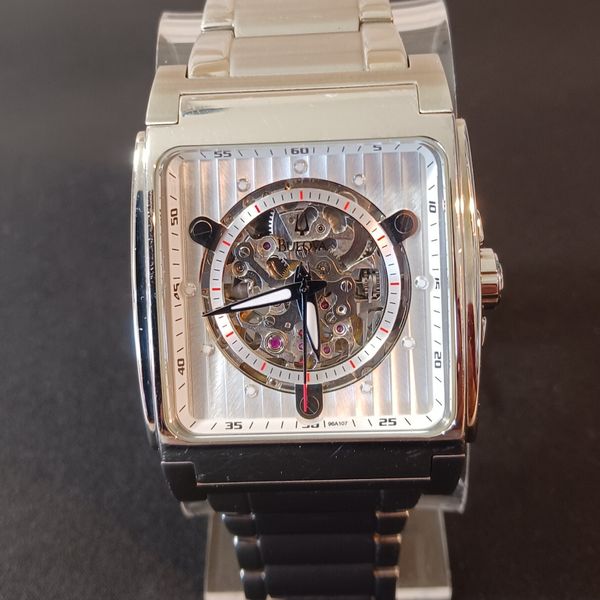 Men's BULOVA Skeleton Dial AUTOMATIC Stainless Steel Watch C877602 ...