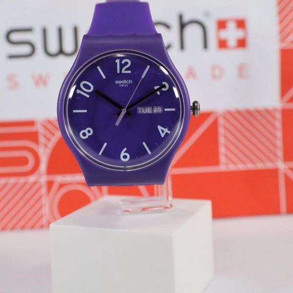 Swiss LIMITED EDITION Swatch BACKUP PURPLE Silicone Day Date 42mm ...