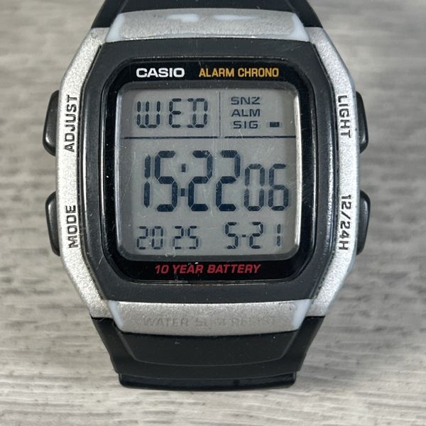 Casio W-96H Menâ s Digital Quartz Watch Battery Alarm LED - Black ...
