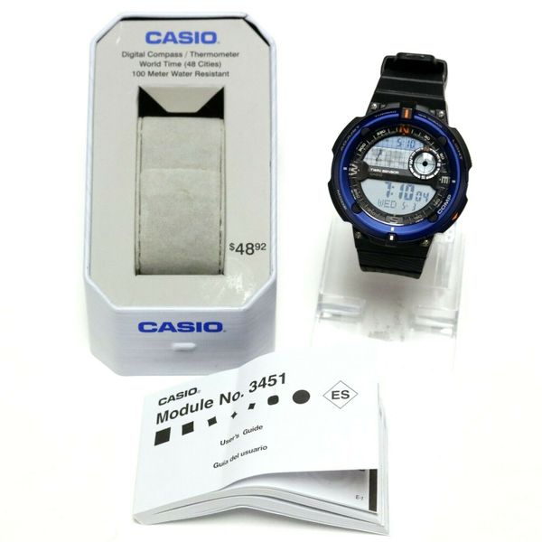 Casio 3451 SGW600H-2A Twin Sensor 5 Alarms World Time Digital Compass ...