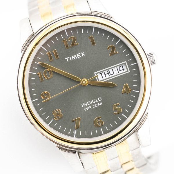 Timex T26481 Indiglo Two-Tone Quartz Analog Men's Watch Sz. 6 3/4" New ...