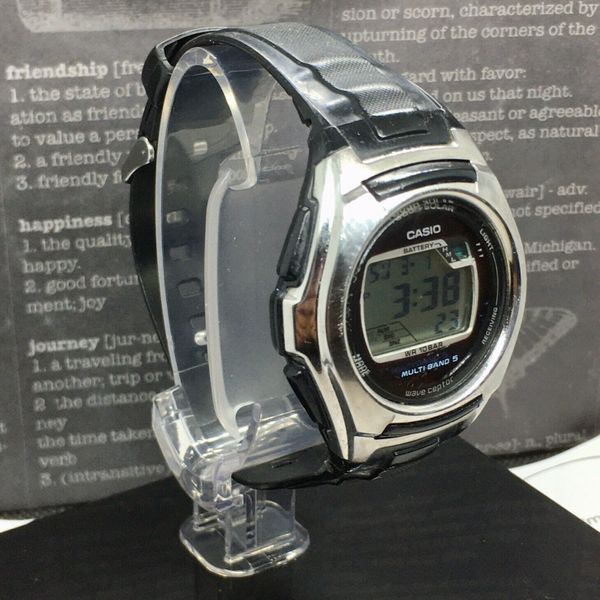 Casio Black/Silver Tough Solar Wave Ceptor 3090/WV-M120 Sports Watch ...