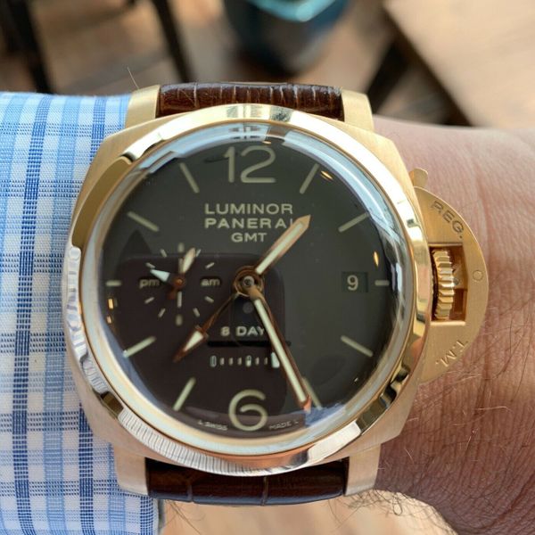 Panerai Luminor GMT 8 Days PAM289 18K Rose Gold | WatchCharts Marketplace
