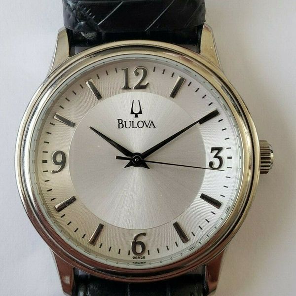 Vintage Bulova B3 C8337041 Water Resistant Watch Black Leather Band ...
