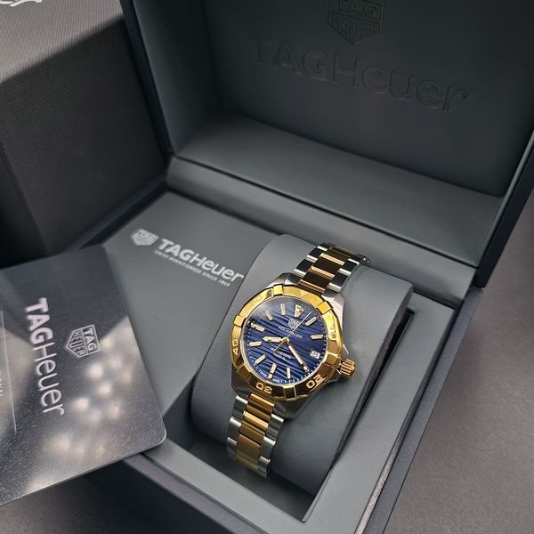 TAG Heuer Aquaracer Quartz Ladies Watch WBD1325.BB0320 Blue Dial 18K ...