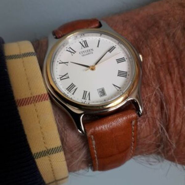 CITIZEN QUARTZ WATCH GN-4-S Super condition with original leather strap ...