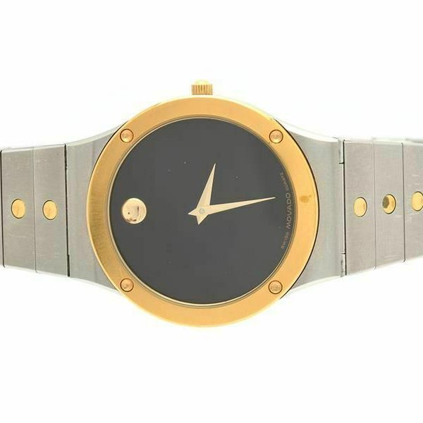 Men's MOVADO Museum Two-Tone Quartz Watch Black Dial 87.A2.876C, Silver ...