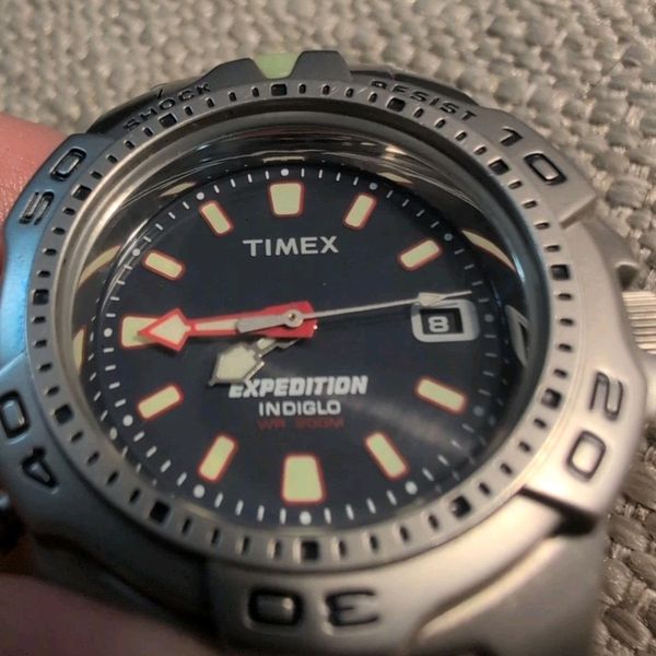 Timex Reef Gear Indiglo 200M Diver Watch Stainless Steel Date ...