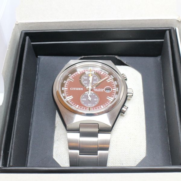 Citizen Super Titanium Red Dial Chronograph Sapphire Men's Watch CA7090 ...