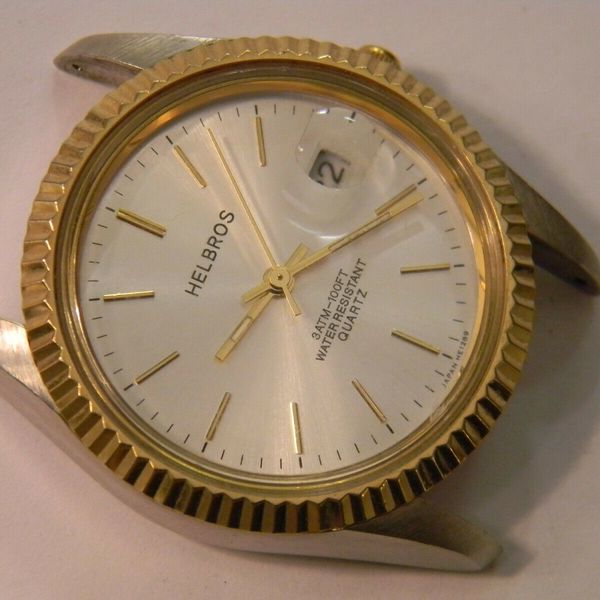 FINE VINTAGE JAPAN HELBROS 3ATM 100FT MENS QUARTZ WATCH - RUNS ...