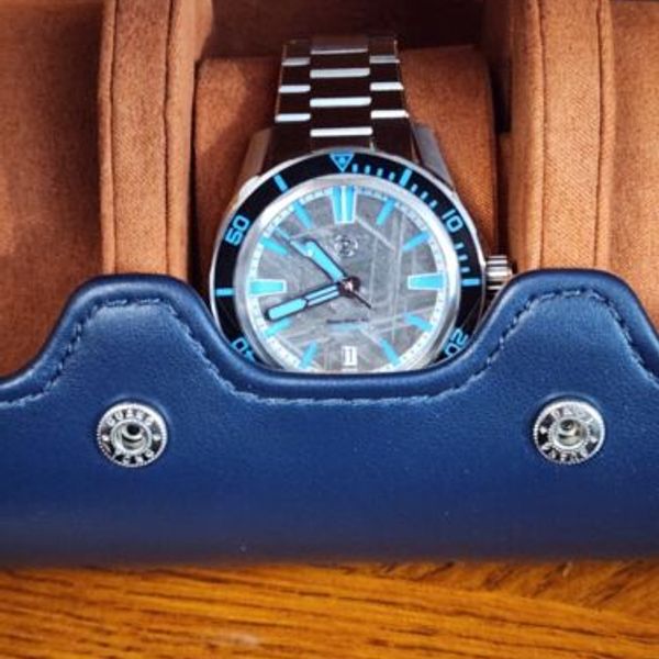 Zelos 40mm Swordfish Meteorite SS Blue Dive Watch | WatchCharts Marketplace