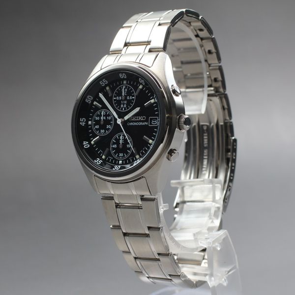 [MINT] SEIKO Chronograph V657-7100 Black Dial 38mm Quartz Mens Watch ...