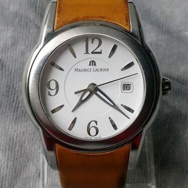 * MENS MAURICE LACROIX SPHERE SH1018 STAINLESS STEEL WRISTWATCH LEATHER ...