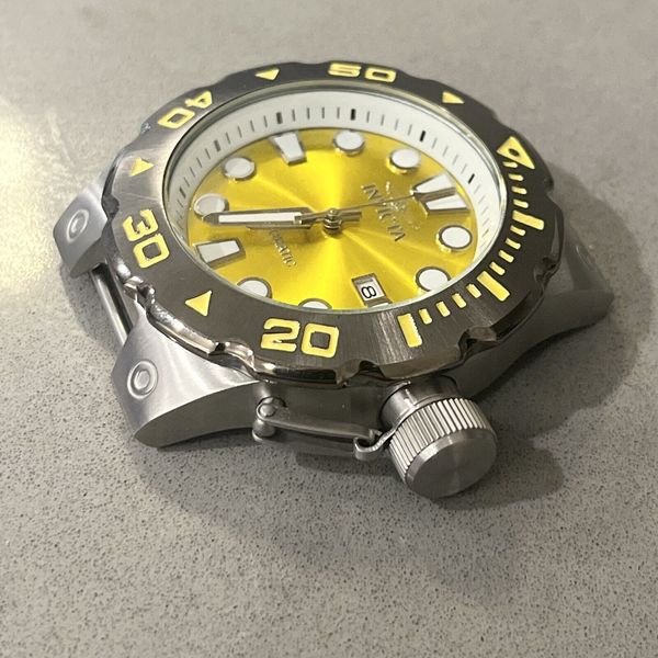 Invicta 23503 Stainless Steel Silver Yellow Face Automatic Watch Face ...