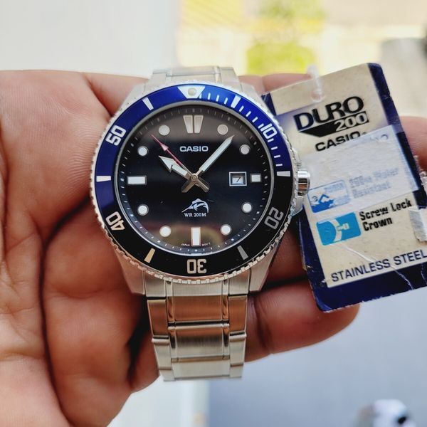 NOS Casio Duro 200 1st Gen Marlin DIver Blue Bezel Black Dial MDV-106D ...