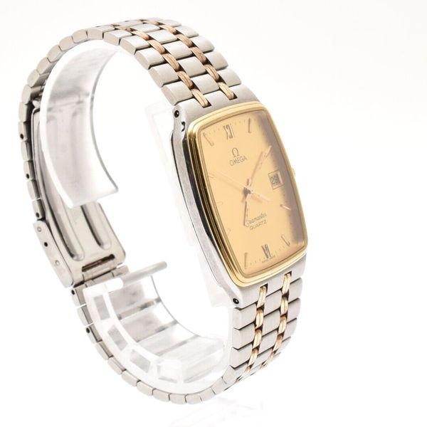Vintage OMEGA Seamaster Cal.1430 Quartz Gold Dial Date 29mm Swiss Watch ...